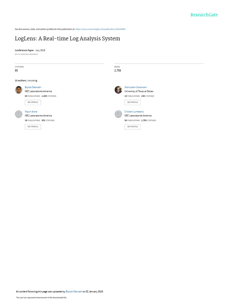 LogLens A Real-Time Log Analysis System | PDF | Parsing | Regular Expression