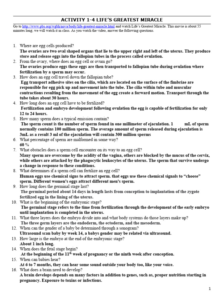 Act 1-4 Life's Greatest Miracle | PDF | Fertilisation | Embryo
