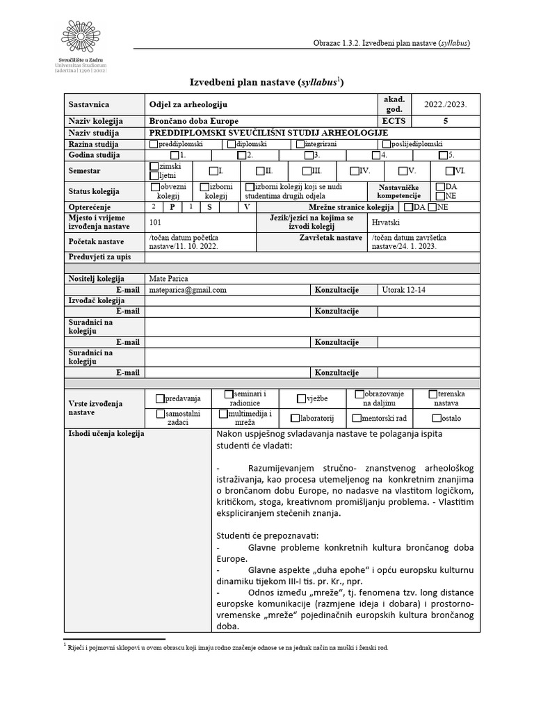 Parica Izvedbeni Plan - BroncaEurope | PDF