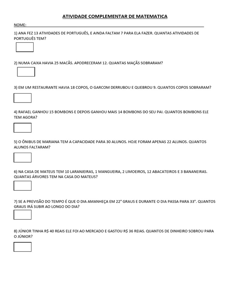 Atividade Complementar de Matematica | PDF