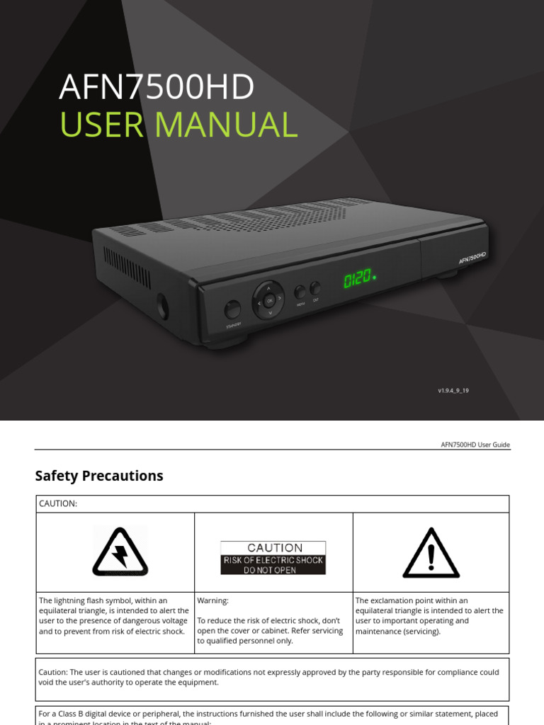 AFN7500HD User Guide | PDF | Menu (Computing) | Computer Engineering