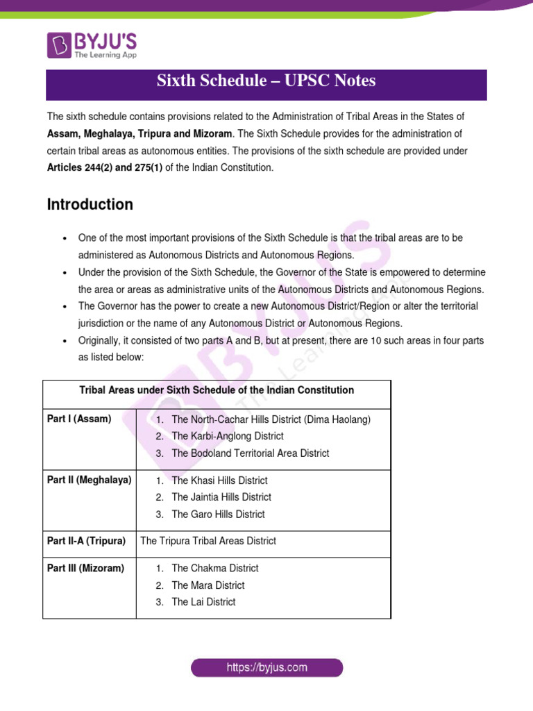 Sixth Schedule | PDF | Governance | Public Law