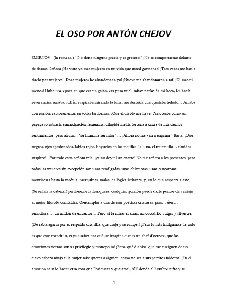 El Oso Por Antón Chejov Pdf