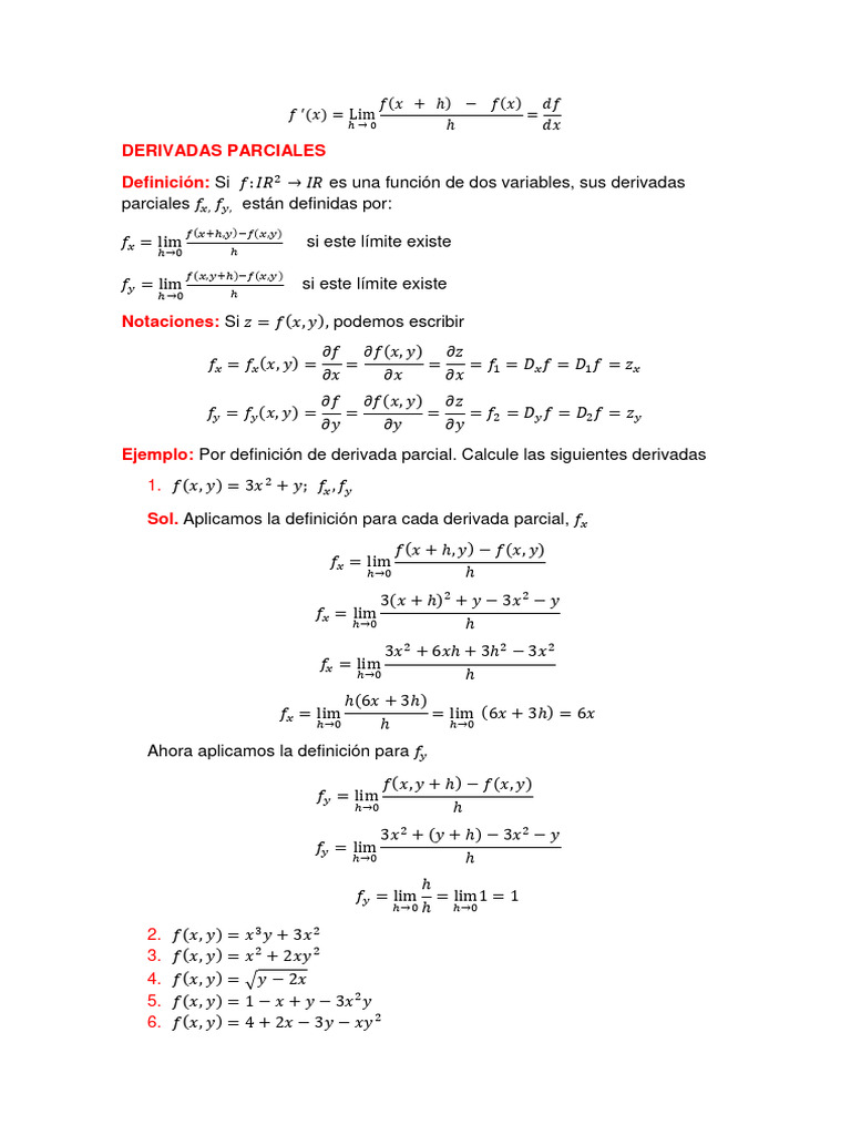 Derivadas Parciales | PDF | Derivado | Límite (Matemáticas)