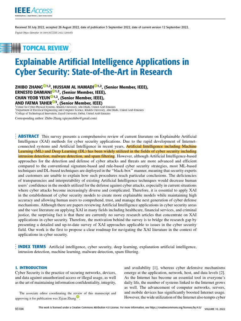 Explainable Artificial Intelligence Applications in Cyber Security State-of-the-Art in Research ...