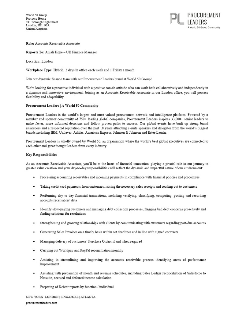 Accounts Receivable Job Description | PDF | Accounting | Procurement