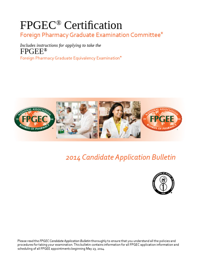 Fpgec Application Bulletin 090514 | PDF | Pharmacist | Test Of English ...