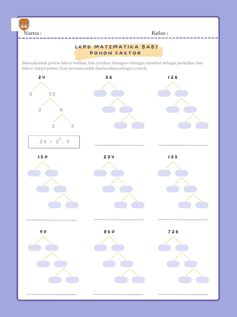 LKPD Matematika Pohon Faktor | PDF | Metode & Bahan Ajar
