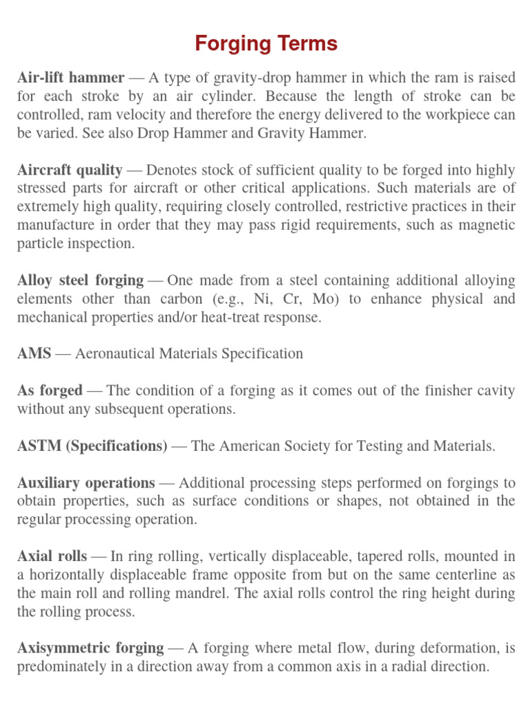 Forging Termin | PDF | Forging | Extrusion