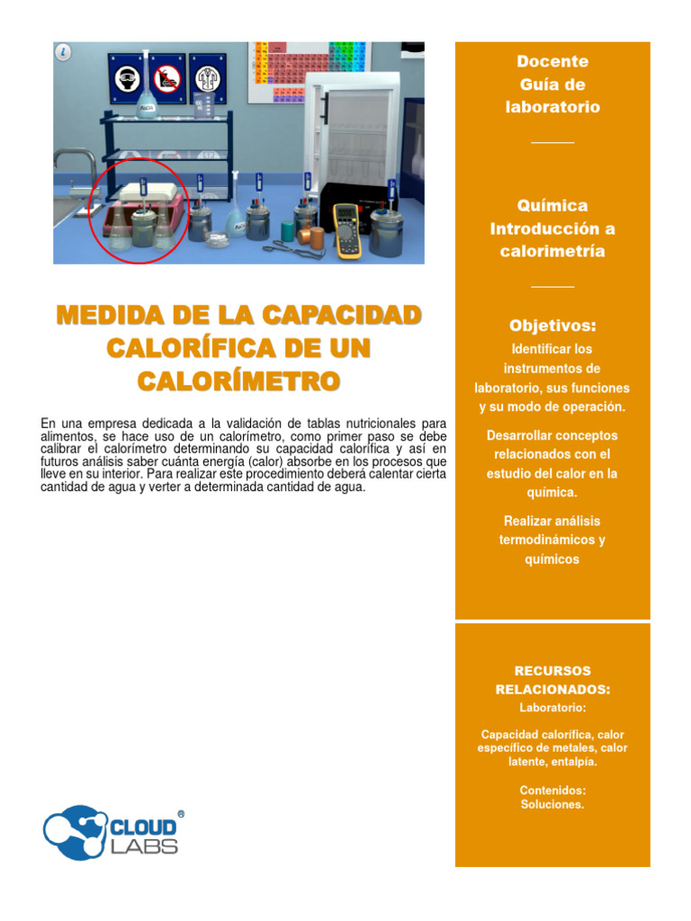 Medida de La Capacidad Calorífica de Un Calorímetro: Docente Guía de Laboratorio | PDF | Calor ...