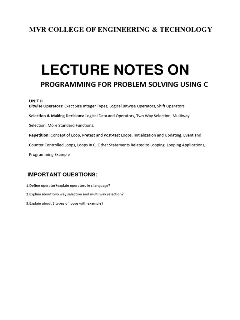 Unit 2 | Download Free PDF | Control Flow | Computer Programming