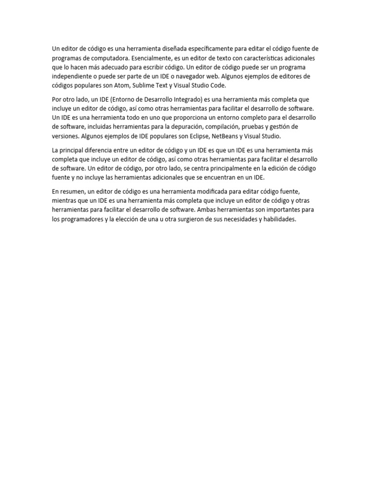 Un Editor de Código Es Una Herramienta Diseñada Específicamente para ... Un Editor de Código Es Una Herramienta Diseñada Específicamente para ...