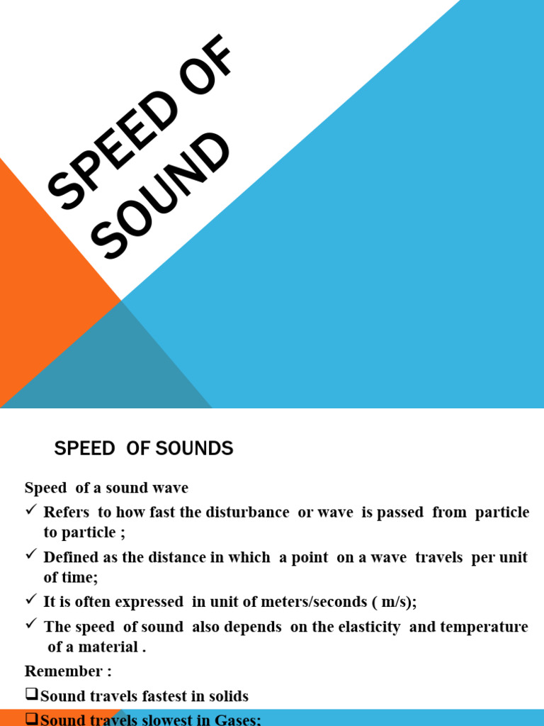 Understanding Sound Speed Basics | PDF | Science & Mathematics
