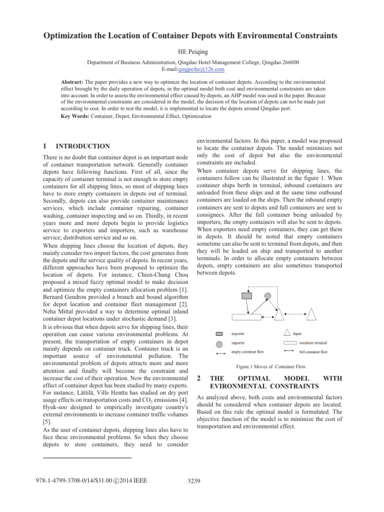 Optimization The Location of Container Depots With Environmental ...