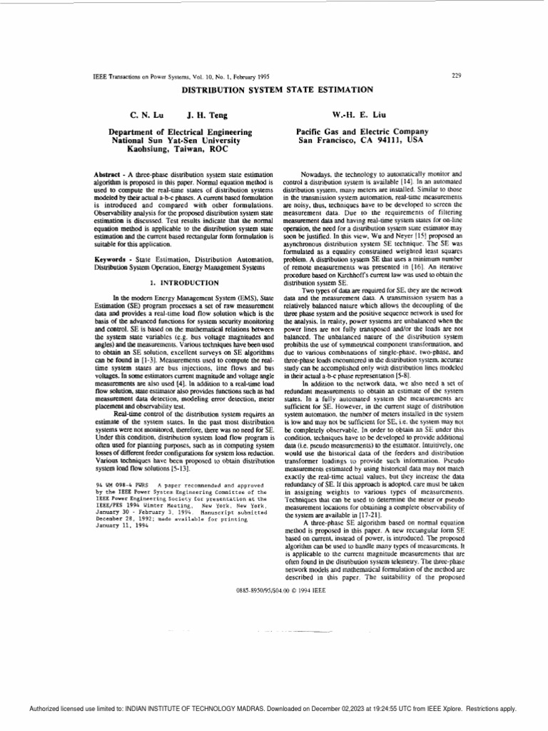 Power System State Estimation | PDF | Matrix (Mathematics) | Electrical ...