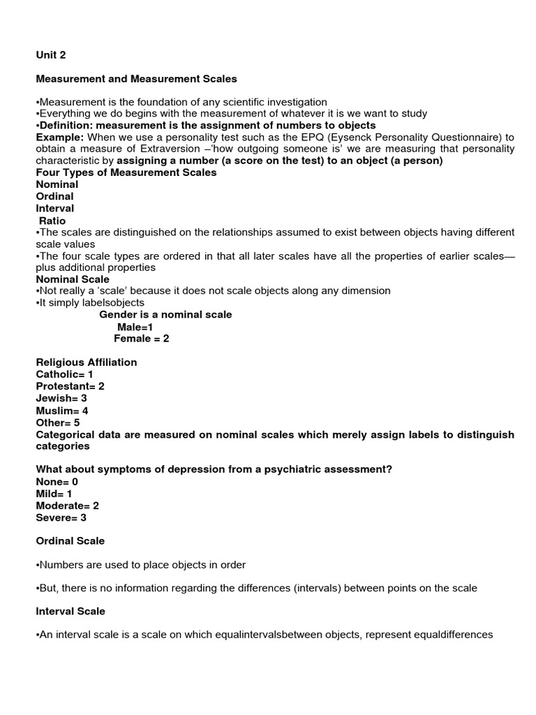 Unit 2 Ipr | PDF | Sampling (Statistics) | Level Of Measurement