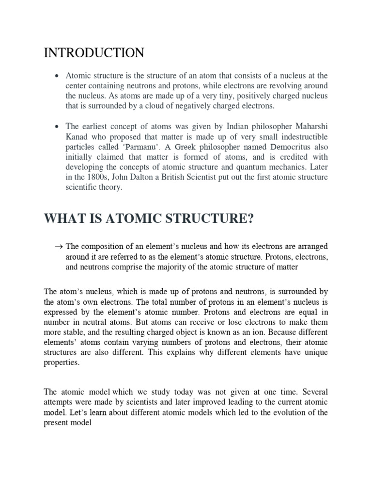 Structure of Atom Project | PDF | Atoms | Proton