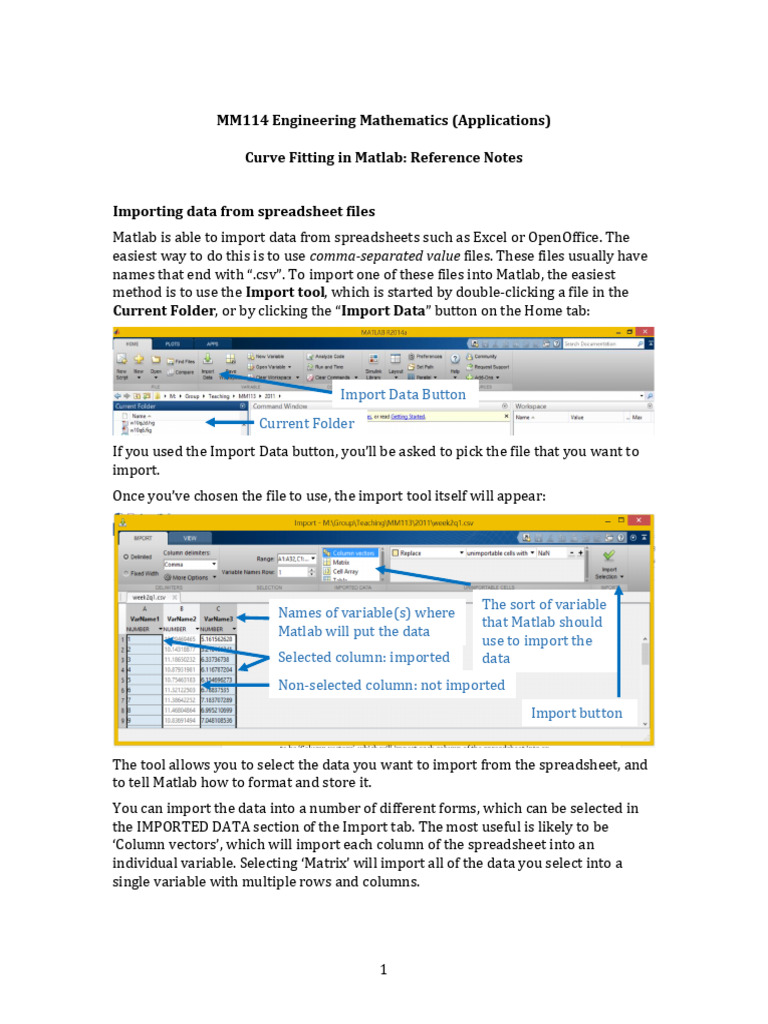 Curve Fitting In Matlab Notes Pdf Comma Separated Values Coefficient Of Determination