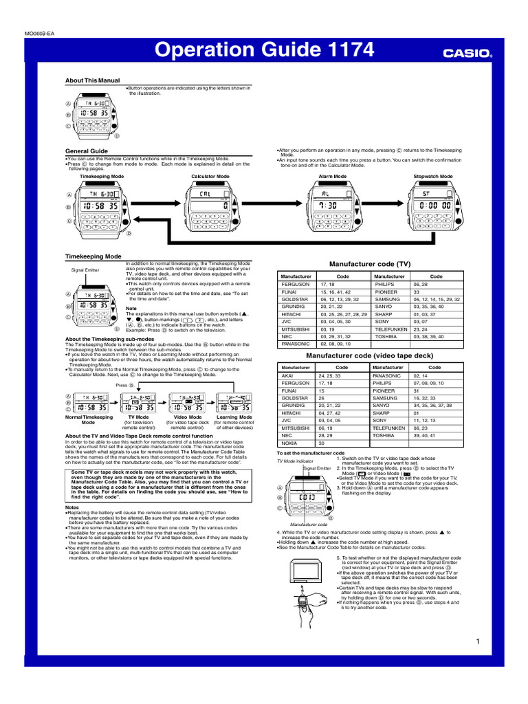 Manual Casio CMD40-1ZTER (4 Páginas) | PDF | Television | Remote Control