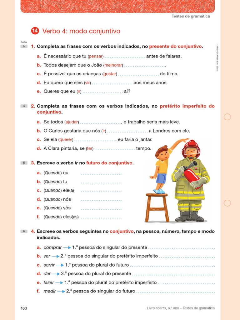 Testes de Gramática: Modo Conjuntivo 6.º Ano | PDF | Linguística ...