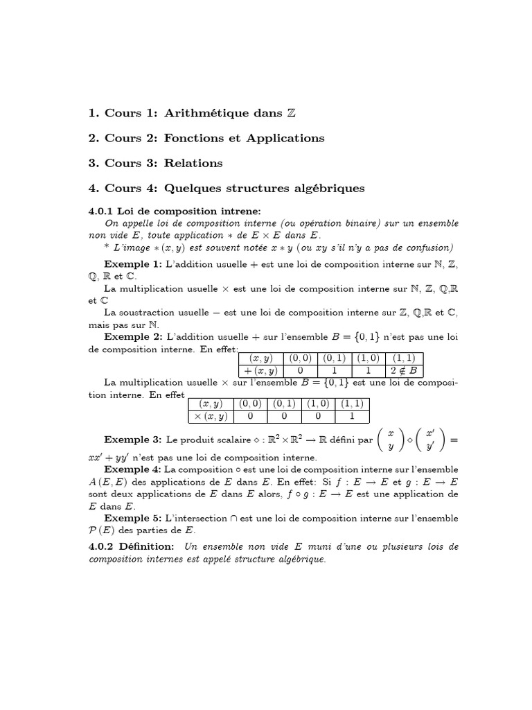 Structures algébriques et opérations | PDF | Groupe (Mathématiques ...