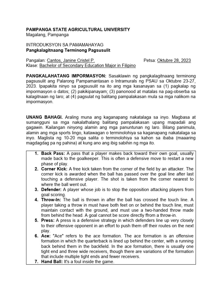 PSAU Intramurals 2023: Football Highlights | PDF | Sports | Ball Games