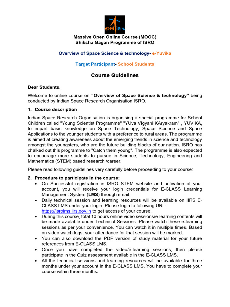 Course Guidelines E-Yuvika | PDF | Educational Technology | Massive ...