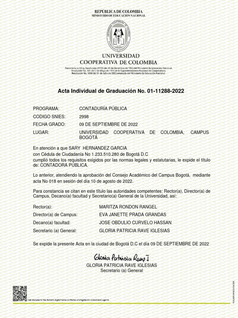 Acta de Grado Individual | PDF