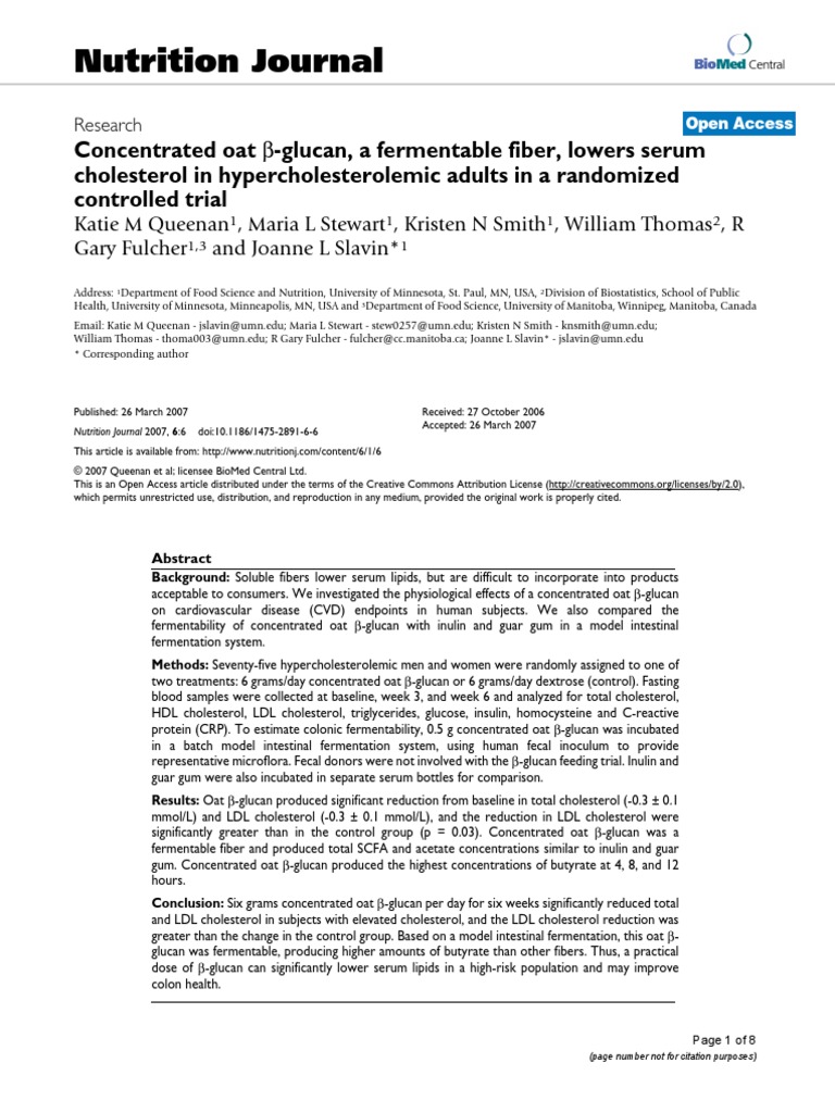 Journal About Oat | PDF | Dietary Fiber | Diet & Nutrition