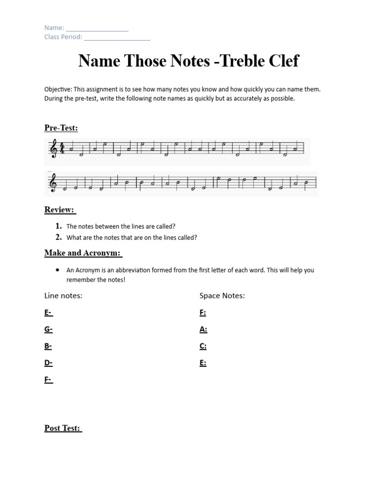 Name Those Notes Treble Clef | Download Free PDF | Clef | Acronym