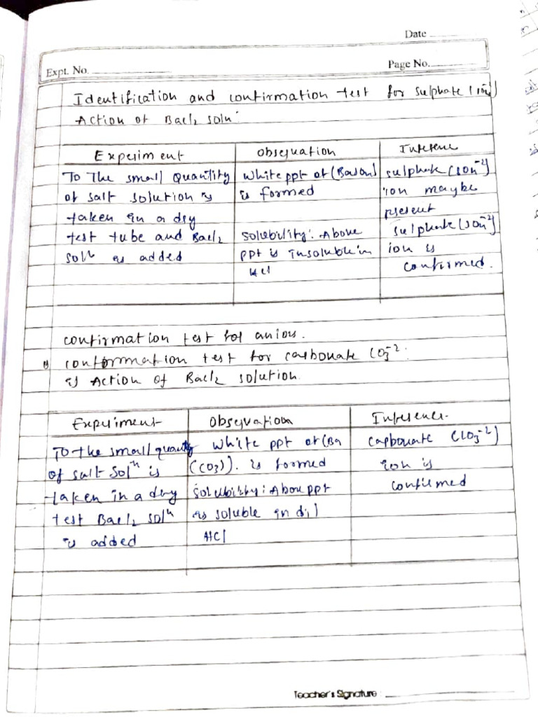 Chemistry Record Salt Analysis | PDF | Chemistry | Chemical Substances