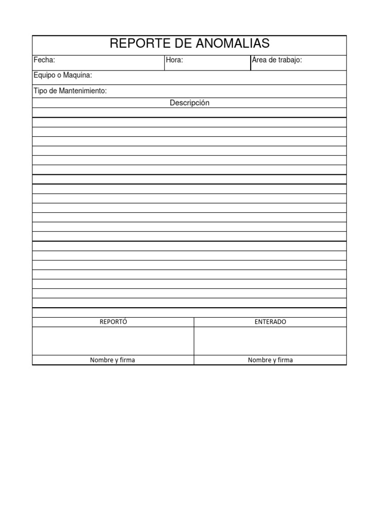 Reporte de Anomalias | PDF