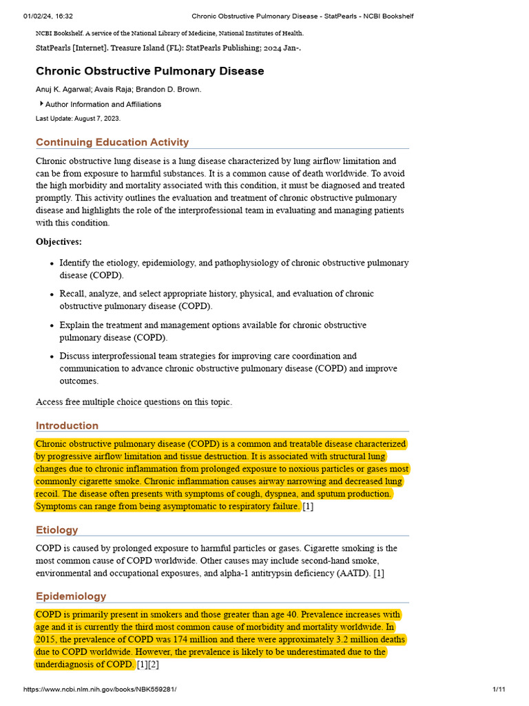 Chronic Obstructive Pulmonary Disease: Continuing Education Activity ...