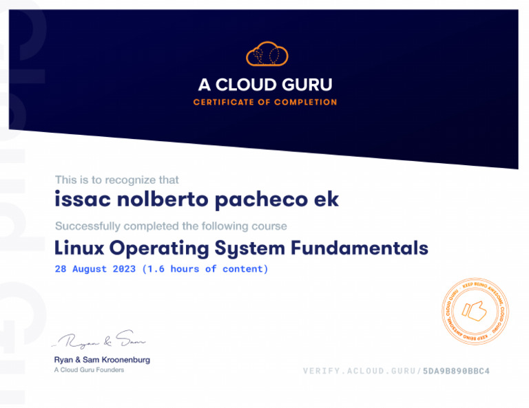 Certificado - Linux Operating System Fundamentals | PDF