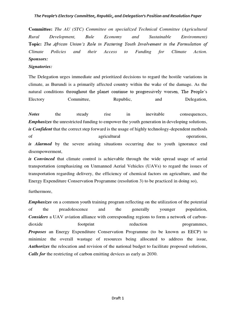Resolution Paper (MAU-ETH COP27) | PDF | Climate Change Mitigation ...