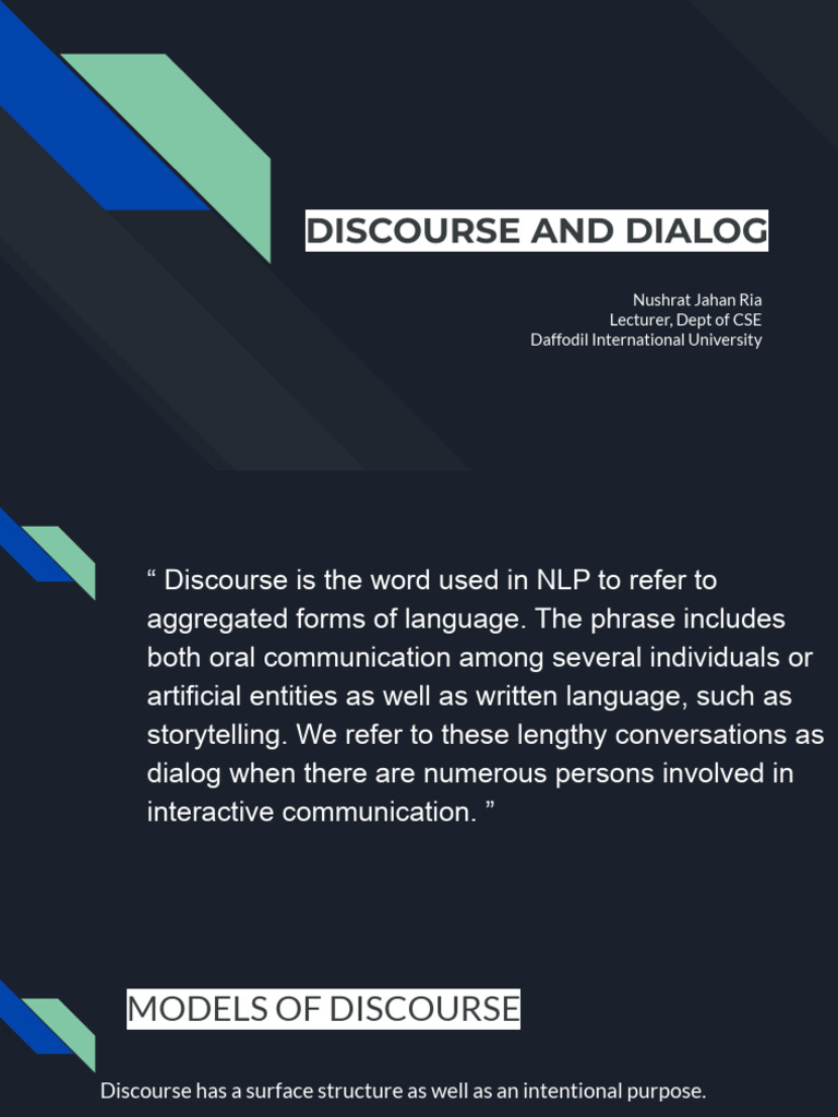 Lecture 11 Discourse And Dialog Pdf Discourse Phrase