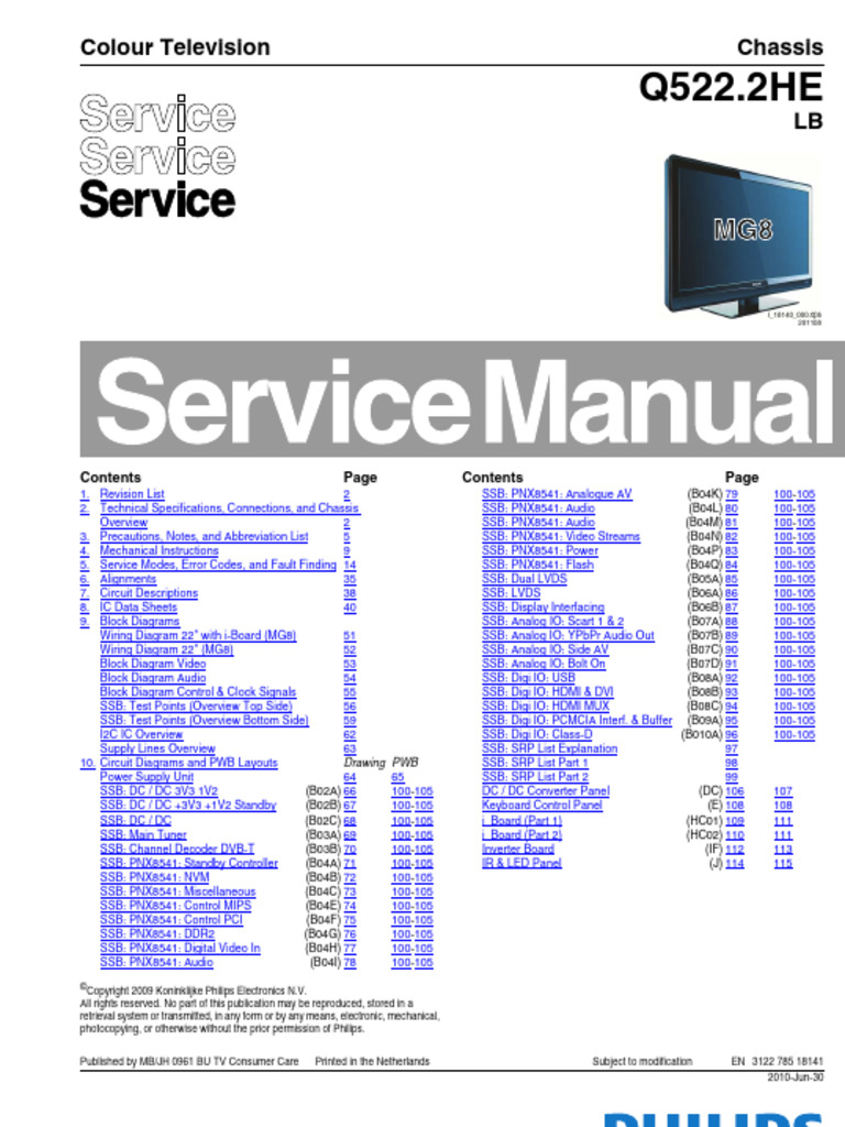 Philips 22hfl3350d-10 Chassis Q522.2he LB SM | PDF | Soldering | Video