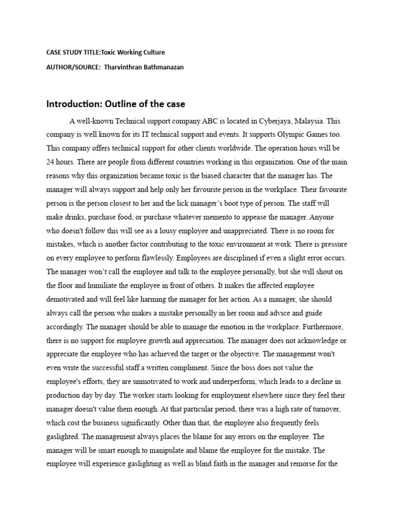 Case Study Format | PDF | Leadership | Employment