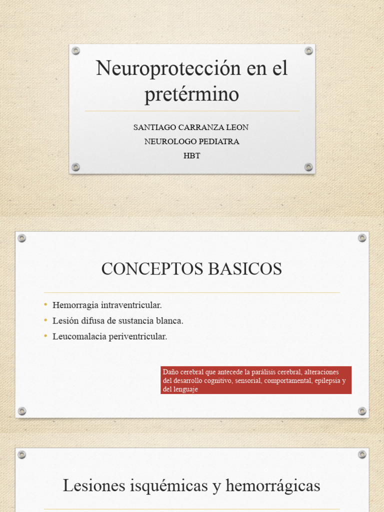 Neuroprotección en El Pretérmino | PDF | Neurología | Medicina