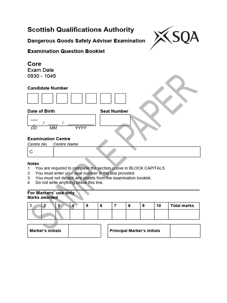 DGSA Cor Sample Paper | Download Free PDF | Dangerous Goods