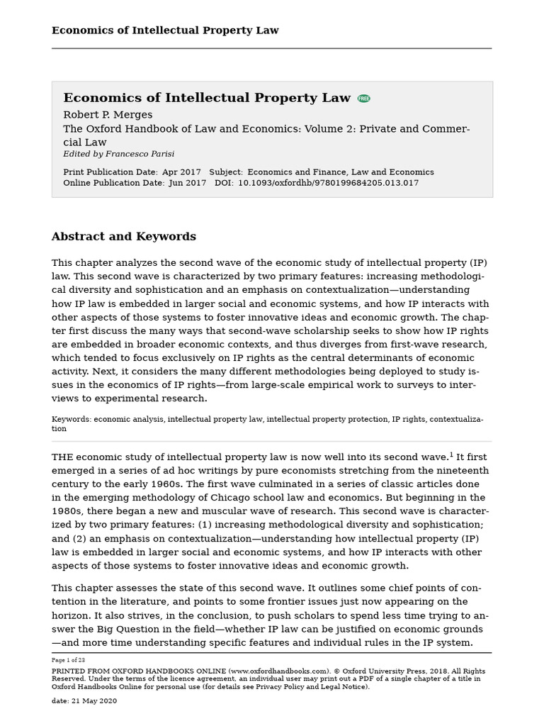 Economics of IPR | PDF | Intellectual Property | Economics