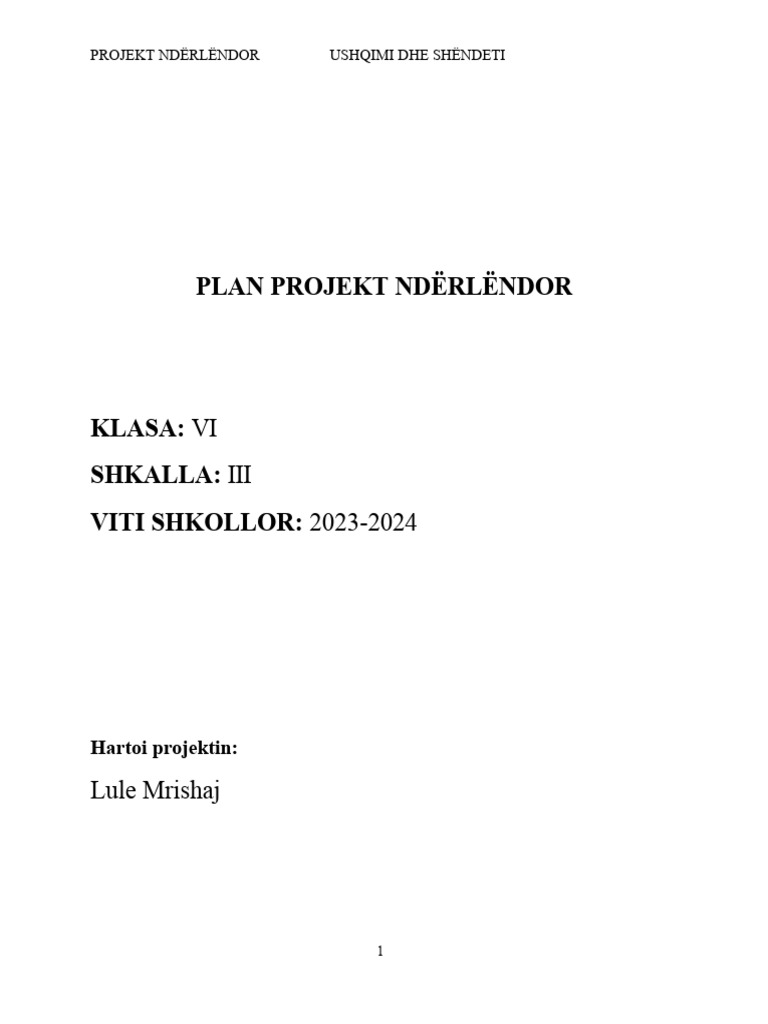 Projekti, Klasa I, Portali Shkollor | PDF