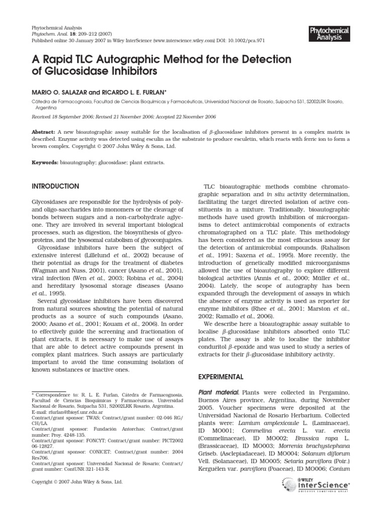A Rapid TLC Autographic Method For The Detection of Glucosidase ...