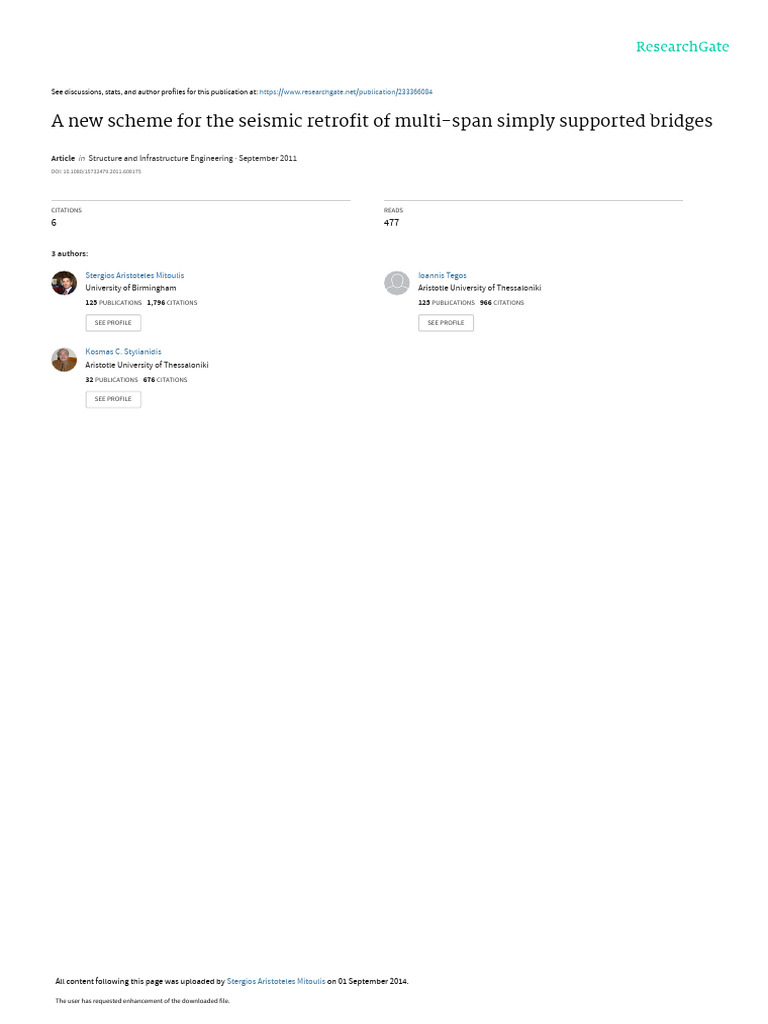 A New Scheme For The Seismic Retrofit of Multi-Spa | PDF | Bending ...