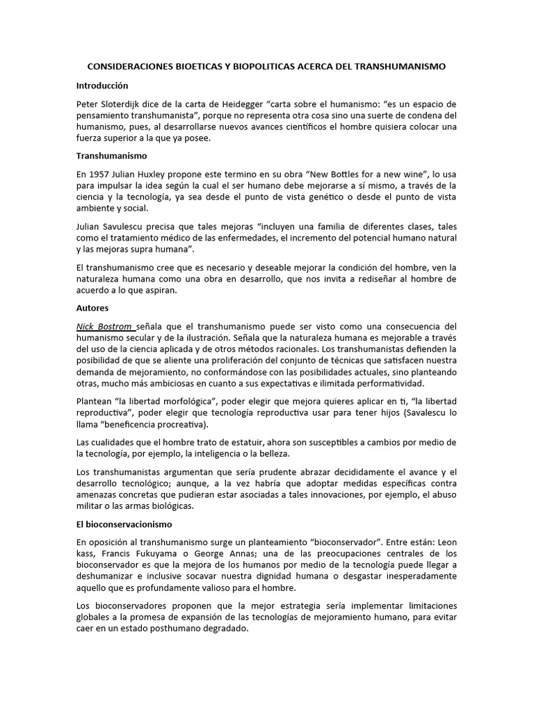 Transhumanism o | PDF | Transhumanismo | Friedrich Nietzsche