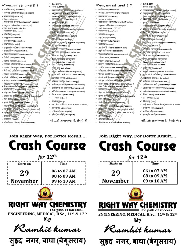 Crash Course 2023 Right Way Chemistry Pdf