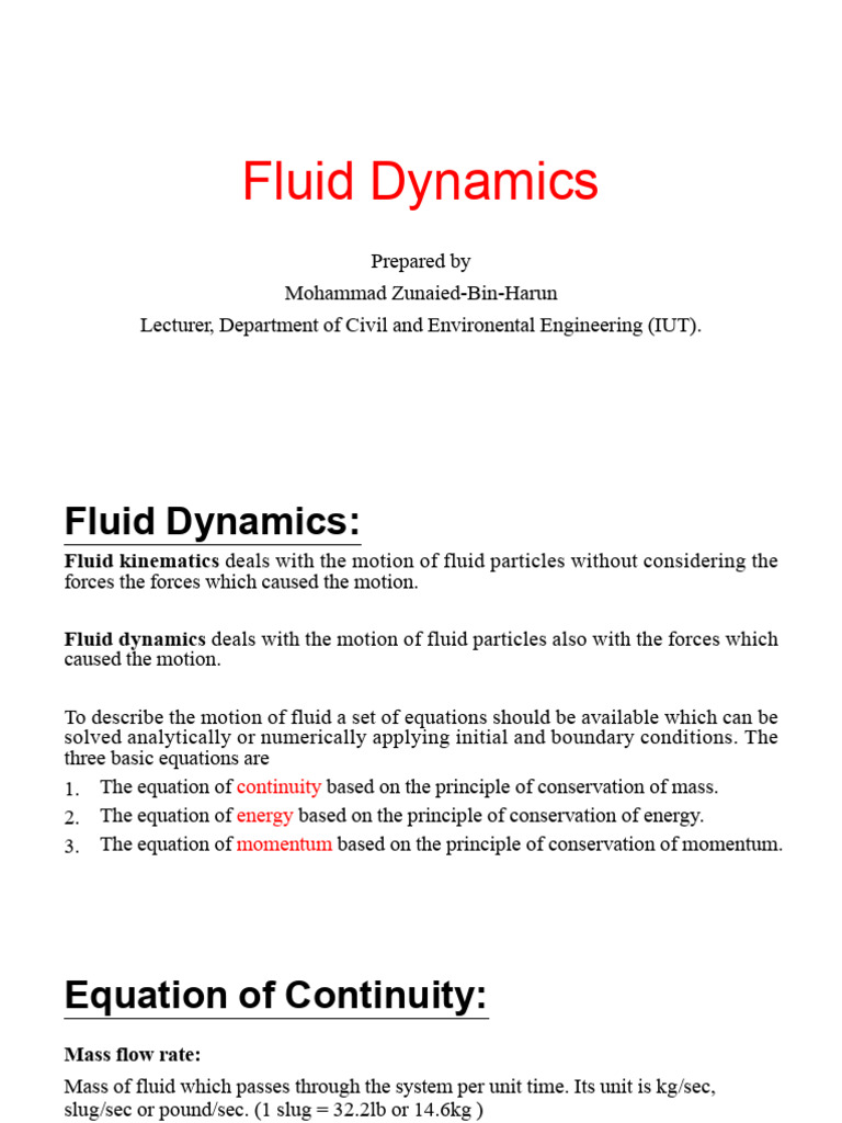 Fluid Dynamics | PDF | Fluid Dynamics | Momentum