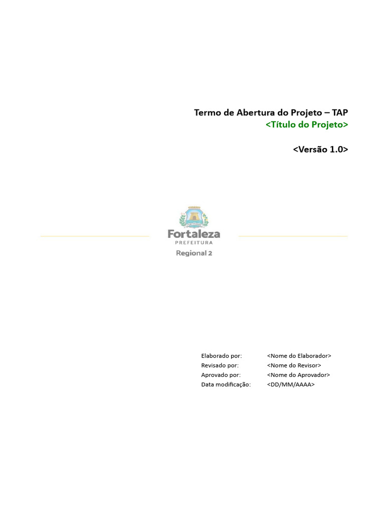 Modelo - TAP - PJ-0000 - (SIGLA DA UNIDADE) - TAP - Titulo Do Projeto ...