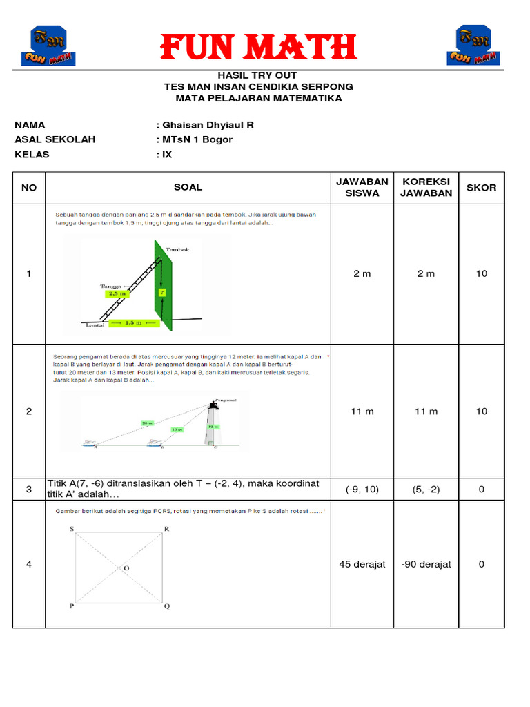 Hasil Try Out Tes Man Ic 2024 | PDF