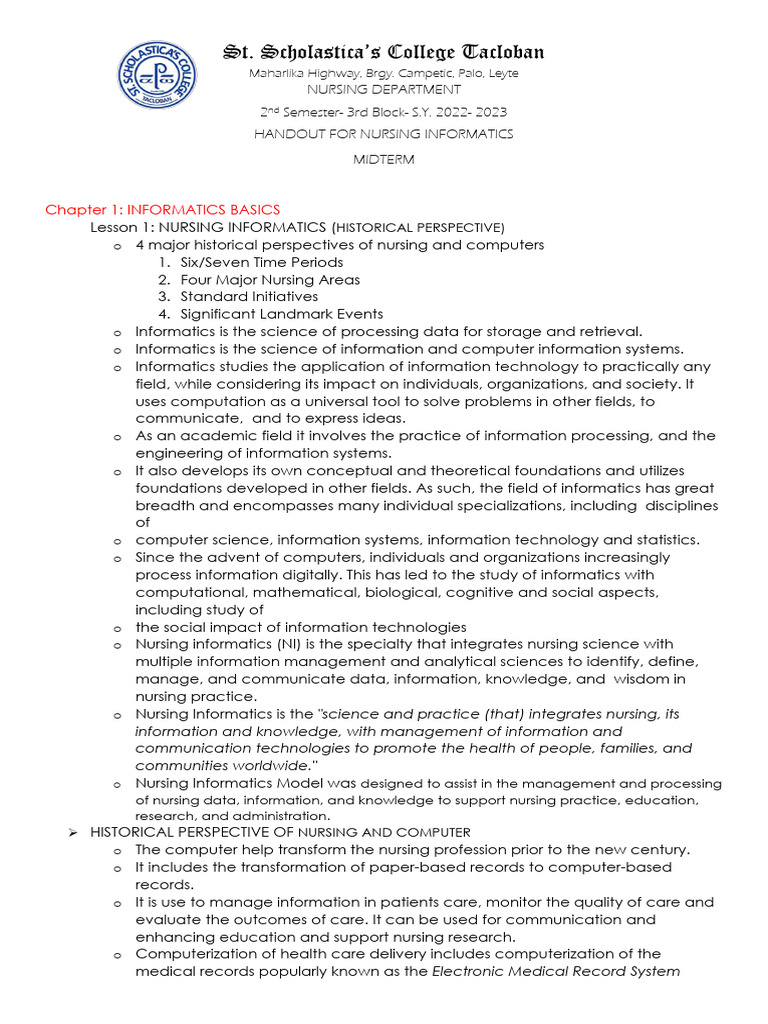 Nursing Informatics Handout 3rd Block Midterm | PDF | Malware ...